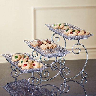 3 Tier Rectangular Serving Platter,Tiered Food Tray Stand, Three Plate ...